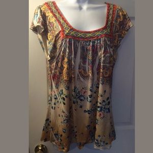 ONE WORLD | Tops | One World Paisley Floral Rocket Blouse Shirt Top ...
